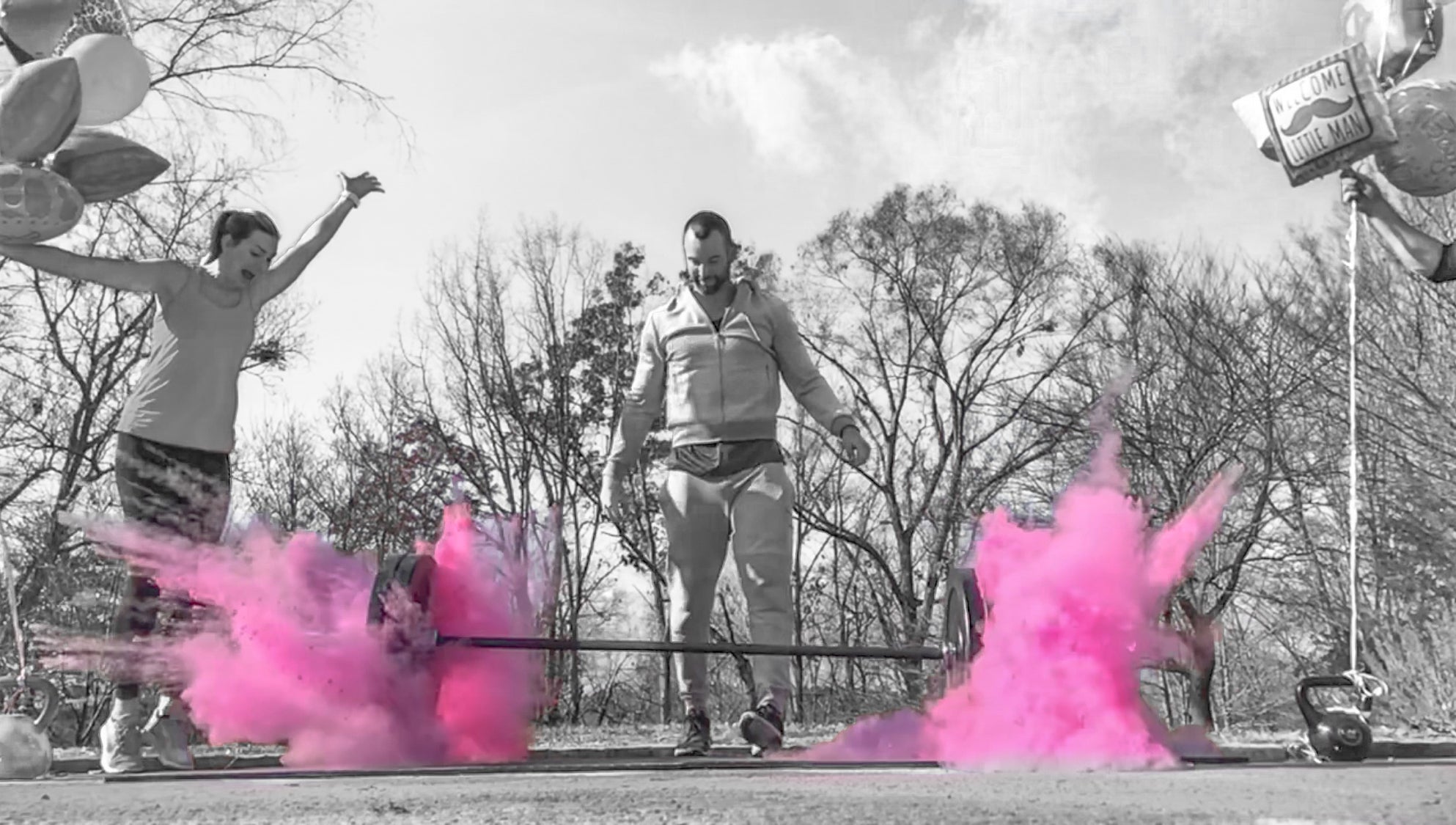 Weight Lifting Gender Reveal – POOF THERE IT IS!