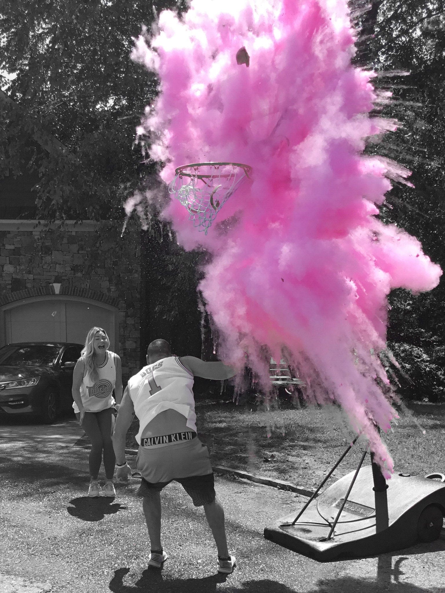 Basketball Gender Reveal – POOF THERE IT IS!